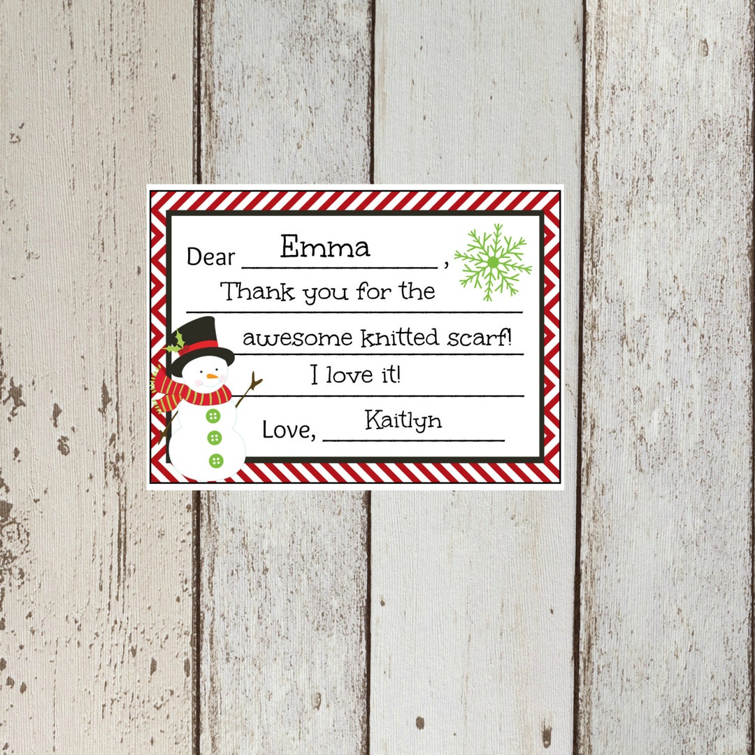 Snowman Blank THANK YOU Card / Note Printable 2 Images INSTANT Download ...