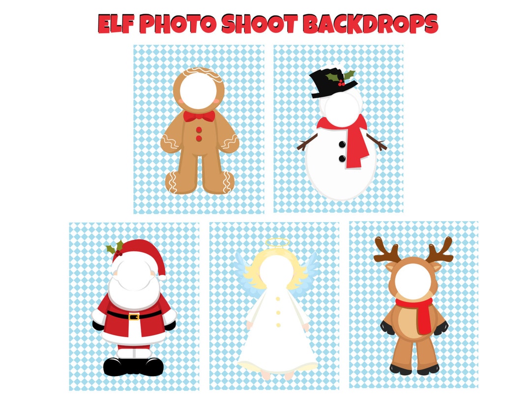 Elf PHOTO SHOOT Set of 5 Christmas Backdrops PRINTABLE Download - Fun ...
