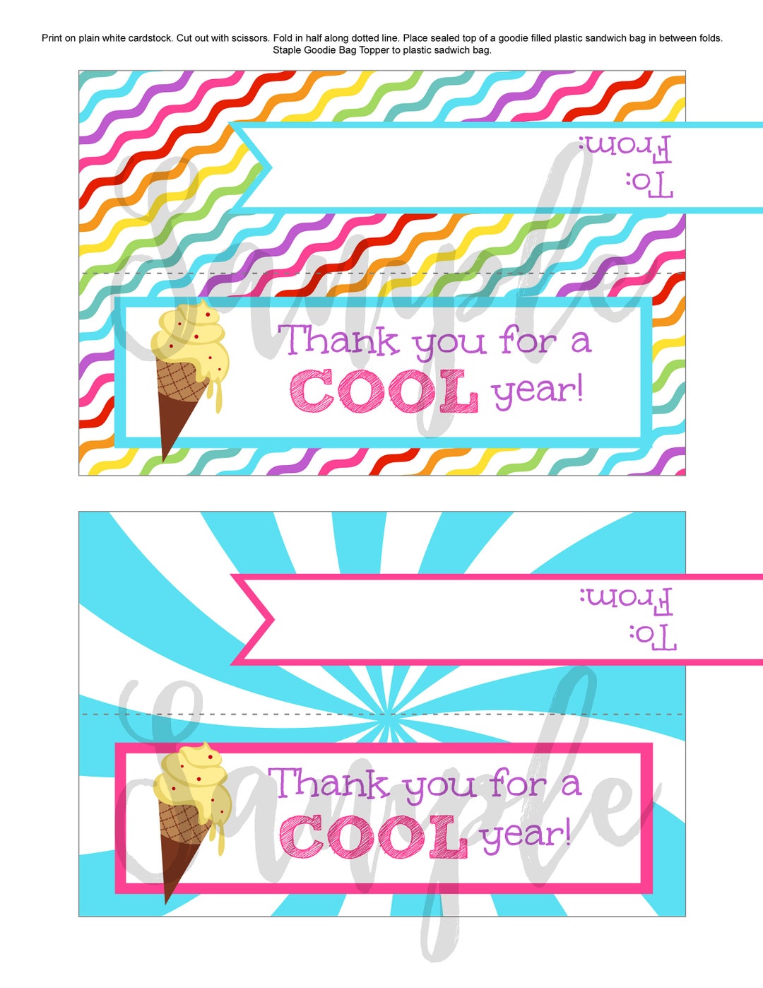 INSTANT DOWNLOAD End of the Year Thank You Cool Year Treat Goodie Bag ...