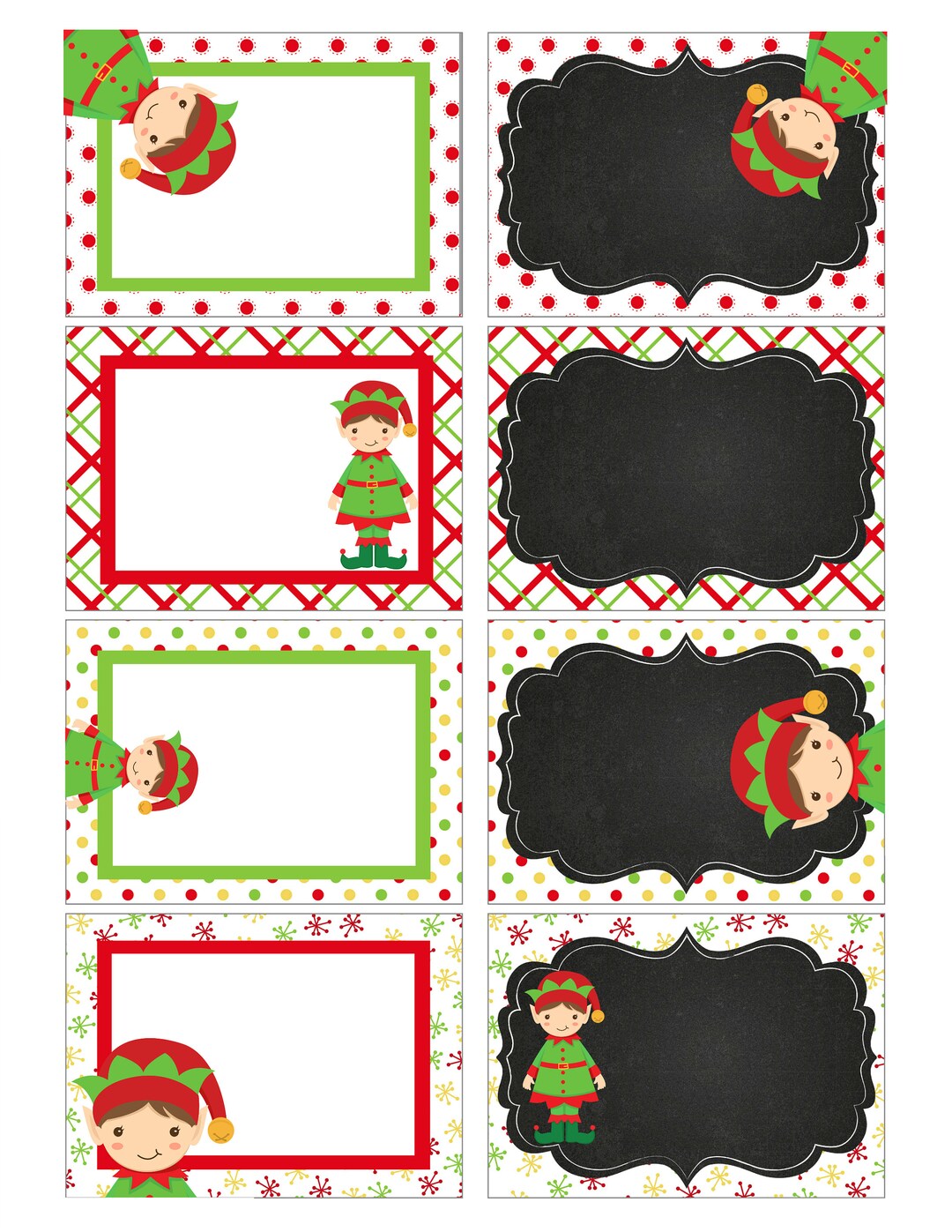 Elf CARDS NOTES Blank Christmas Props Printable Instant Download Tags ...