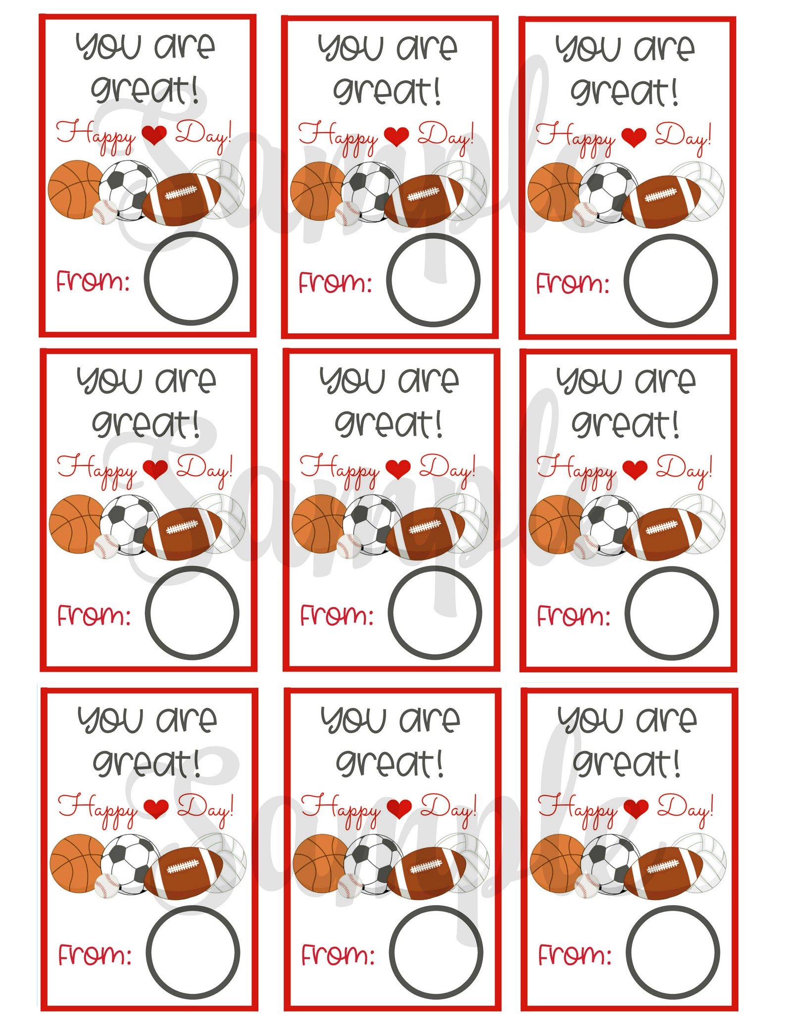SPORTS Printable Valentines Day Cards Scratch Valentine's Printable ...