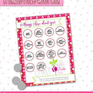 Valentines Scratch off Printable 14 Things I We Love About You ...