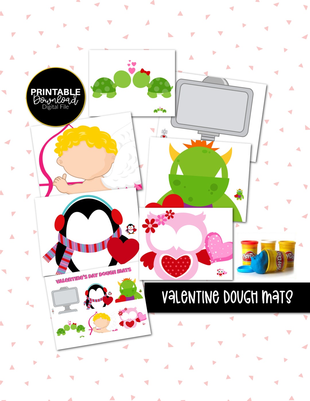 Printable DOUGH MATS Printable Valentines Day Games Valentine Printable ...