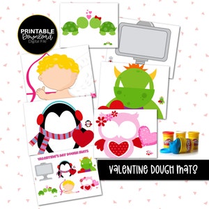 Printable DOUGH MATS Printable Valentines Day Games Valentine Printable ...
