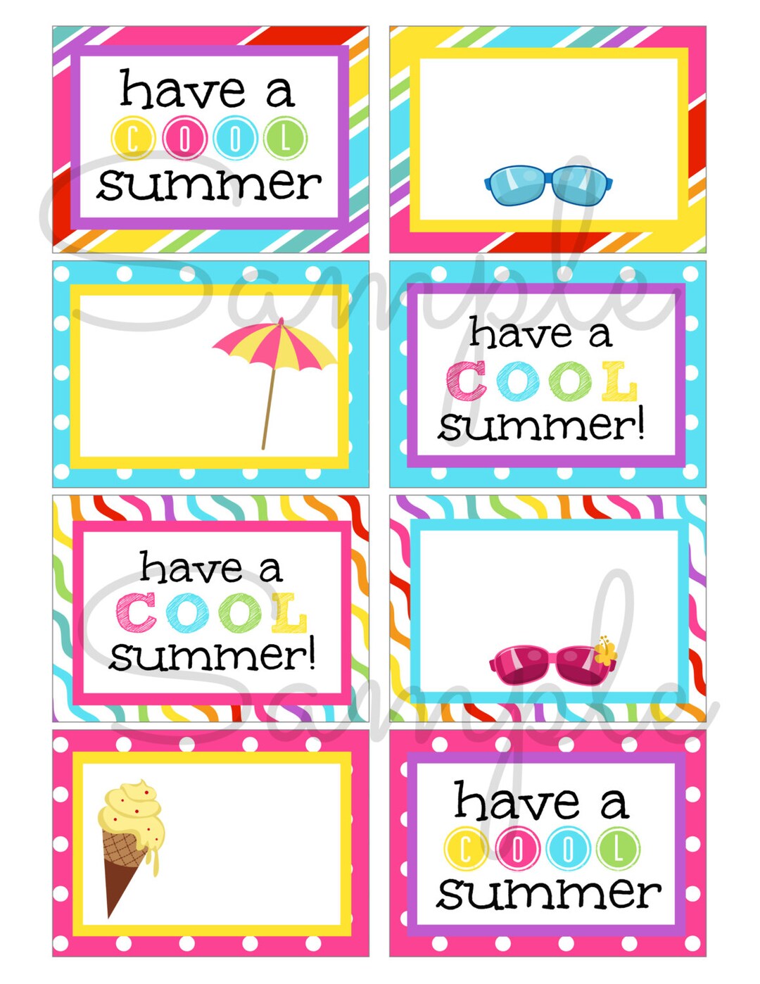End of the Year Have a COOL Cool Summer Card / Note - Printable Instant ...