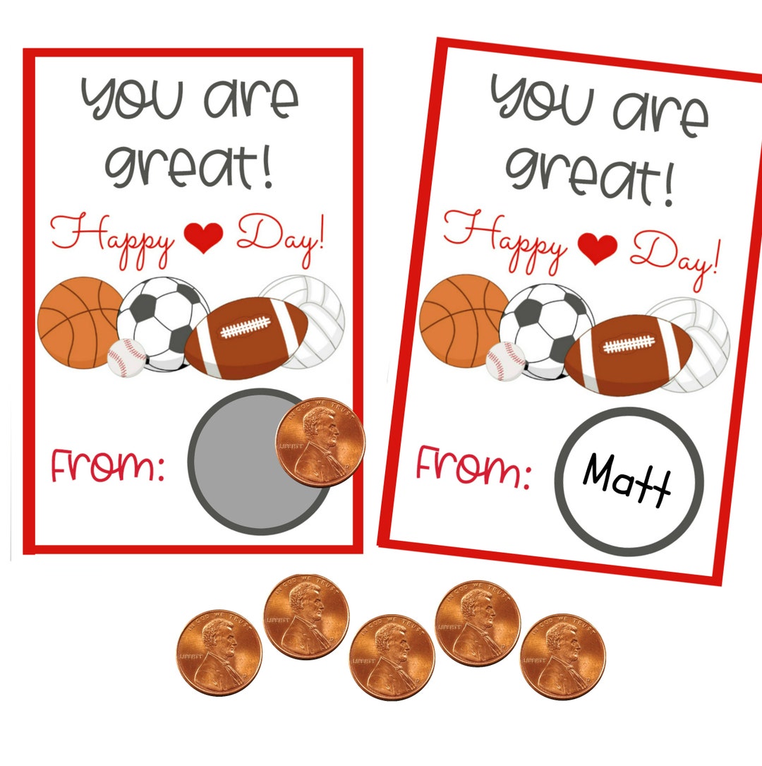 SPORTS Printable Valentines Day Cards Scratch Valentine's Printable ...