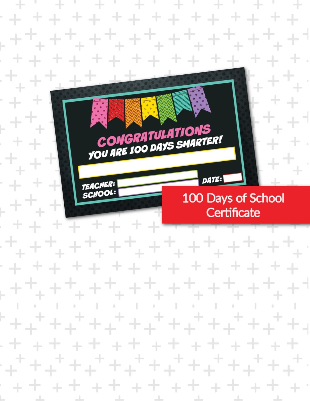100th Day of School Rainbow Chalkboard Award Certificate INSTANT ...