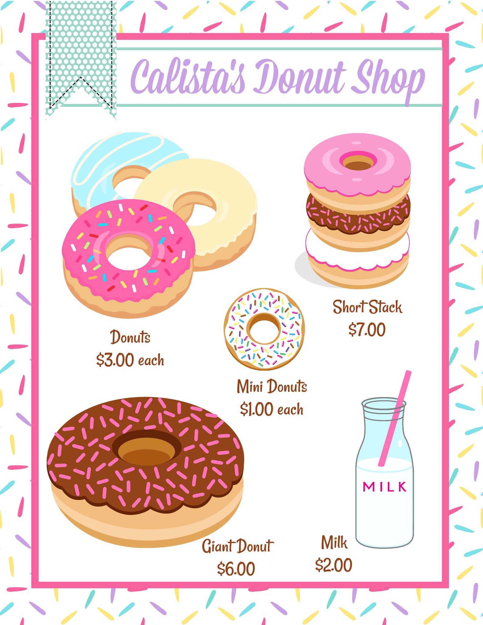 Donut Shop MENU Set INSTANT Download PERSONALIZED Dramatic - Etsy
