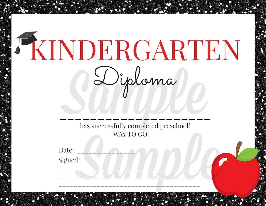 INSTANT Download Kindergarten GRADUATION Diploma for Girl Certificate ...
