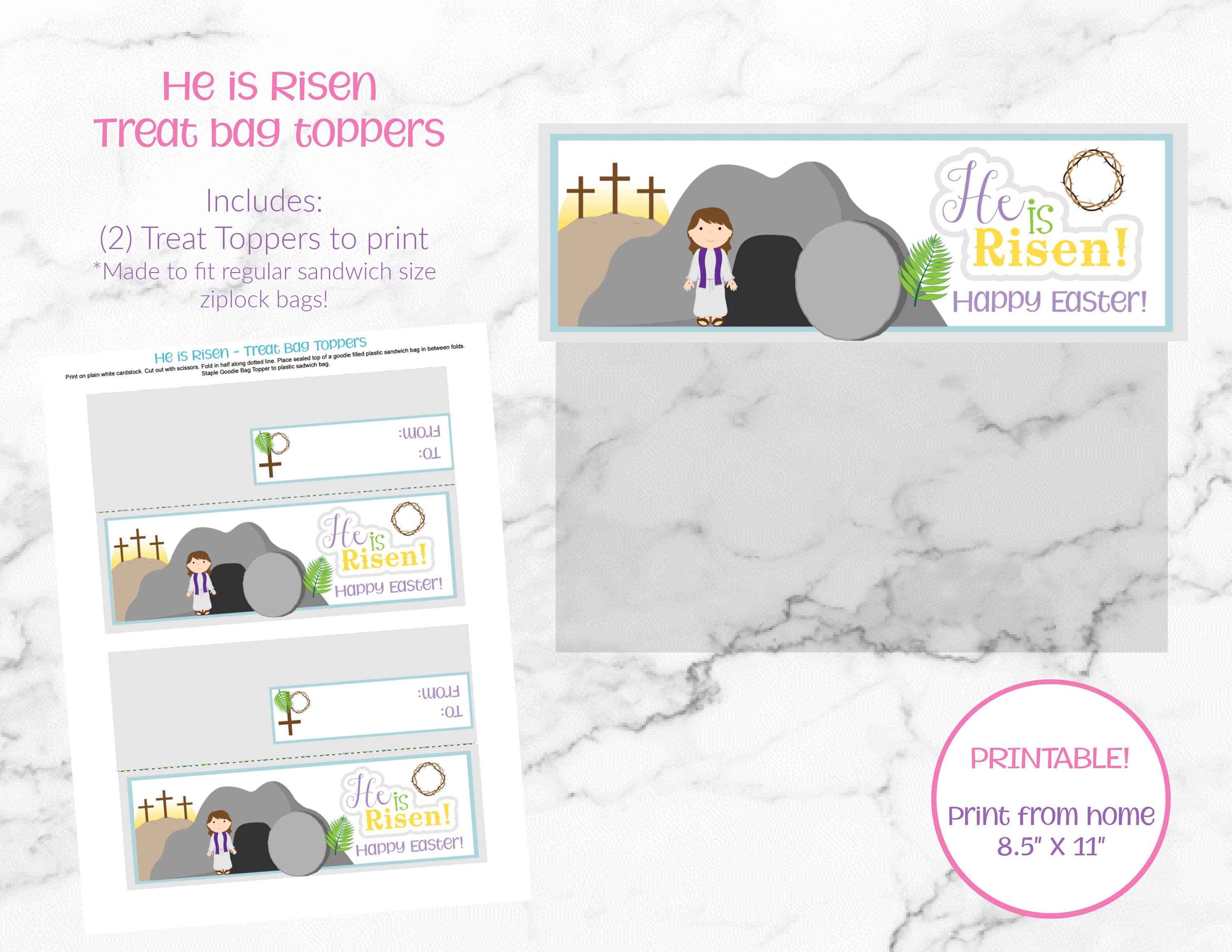 Printable EASTER Tag He is RISEN Treat Bag Topper PRINTABLE ...
