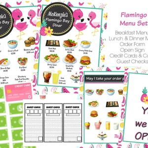 Flamingo Diner MENU Set - PERSONALIZED Dramatic Play Restaurant / Diner ...