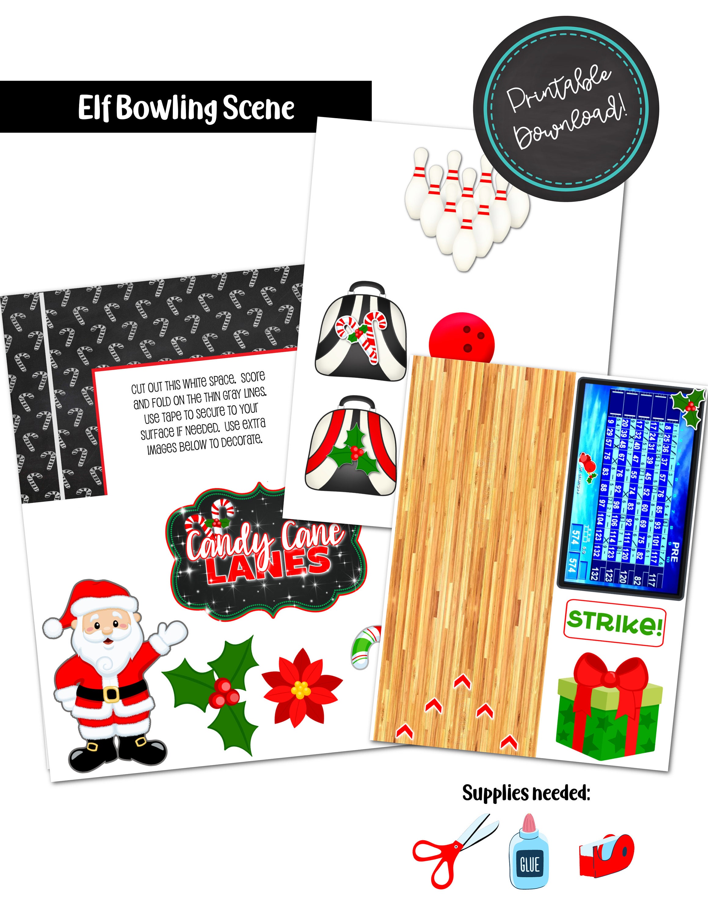 Elf BOWLING Printable Download DIY Shelf Activity Game Fun Christmas ...