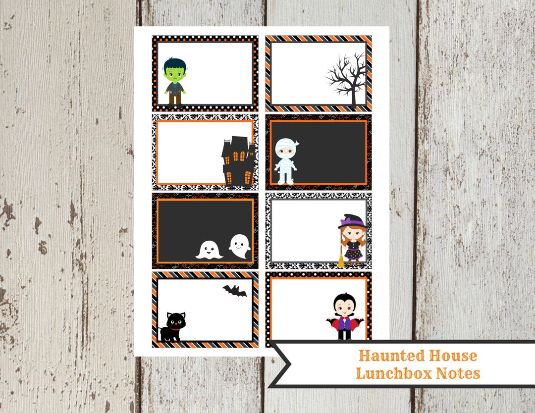 INSTANT Download Halloween HAUNTED HOUSE School Lunch Box 8 Printable ...