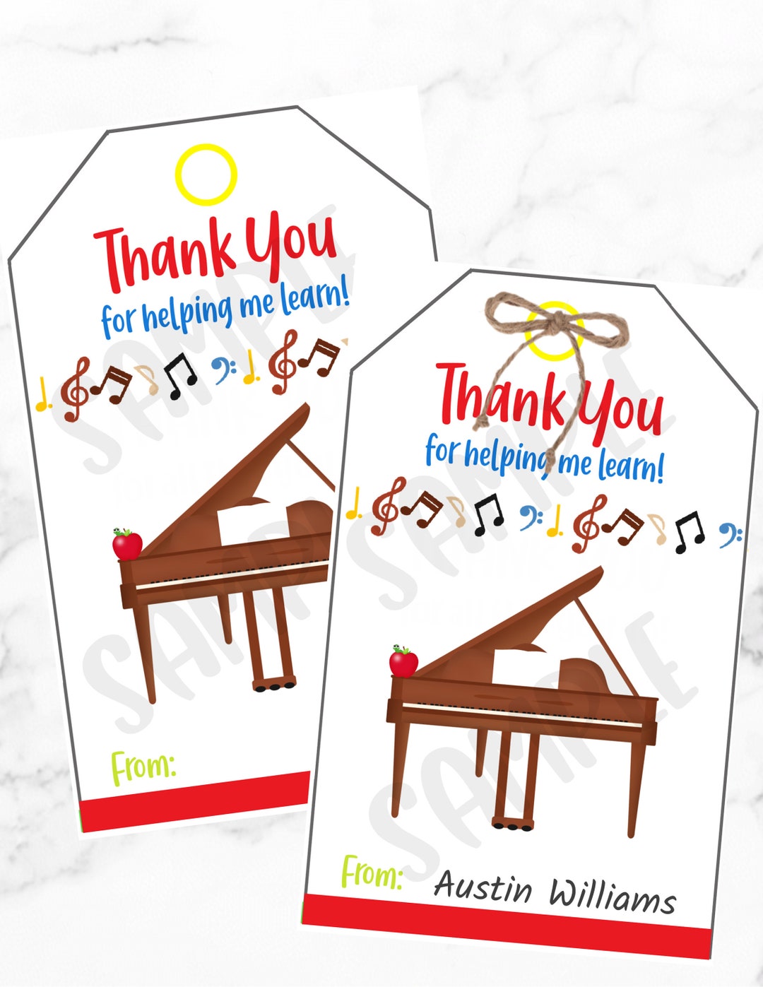 TEACHER Appreciation MUSIC Piano Thank You Geschenkanhänger Goodie ...