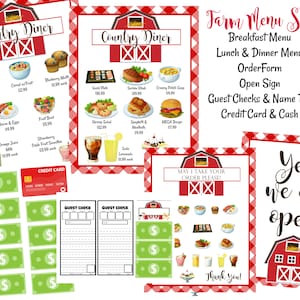Farm House MENU Set PERSONALIZED Dramatic Play Restaurant / Diner ...