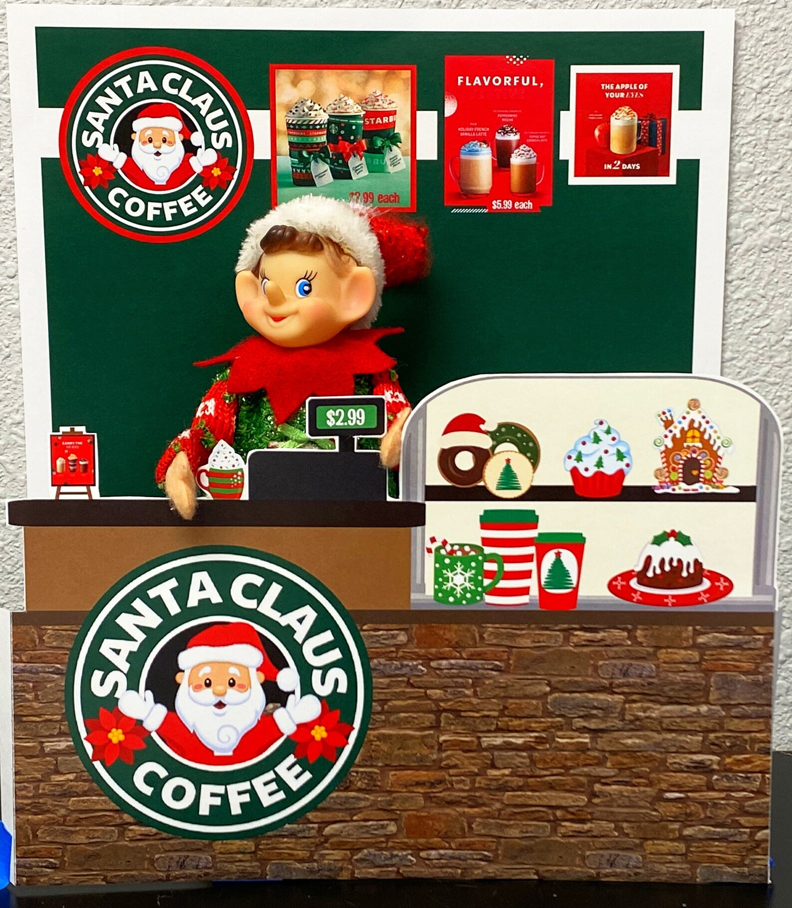 Elf COFFEE SHOP Set Stone Counter Christmas Printable | Etsy