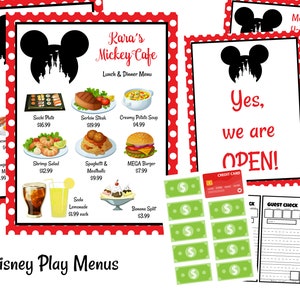MOUSE EARS Diner MENU Set / Restaurant Cafe Printable Download Files ...