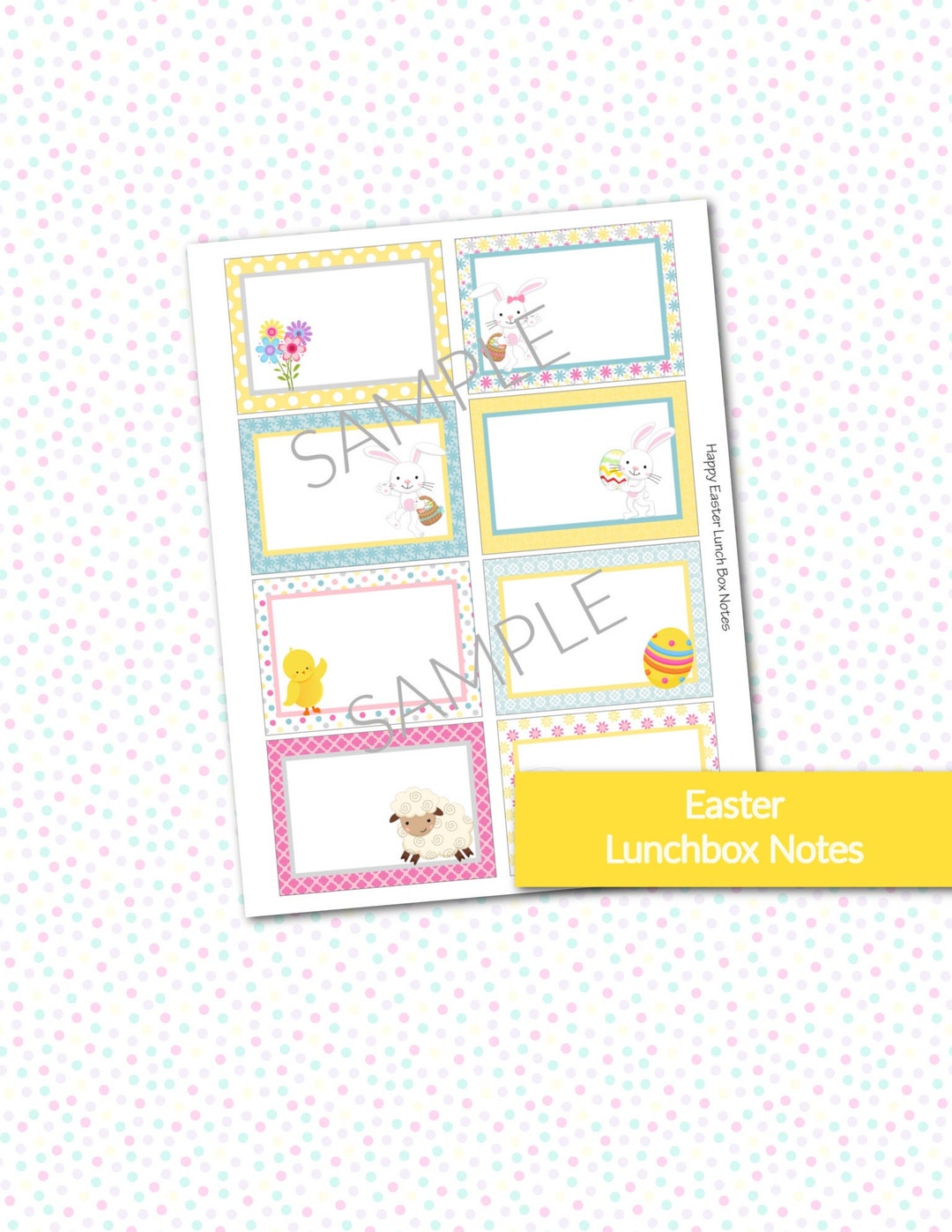Easter School LUNCH Box Note Cards Blank Easter Card (8) Printable ...
