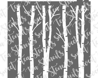 Birch tree stencil | Etsy