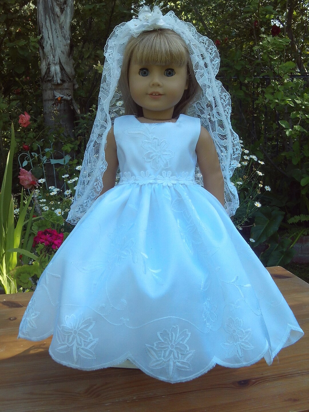 First Communion Dress and Veil Handmade Clothes for 18'' Dolls - Etsy