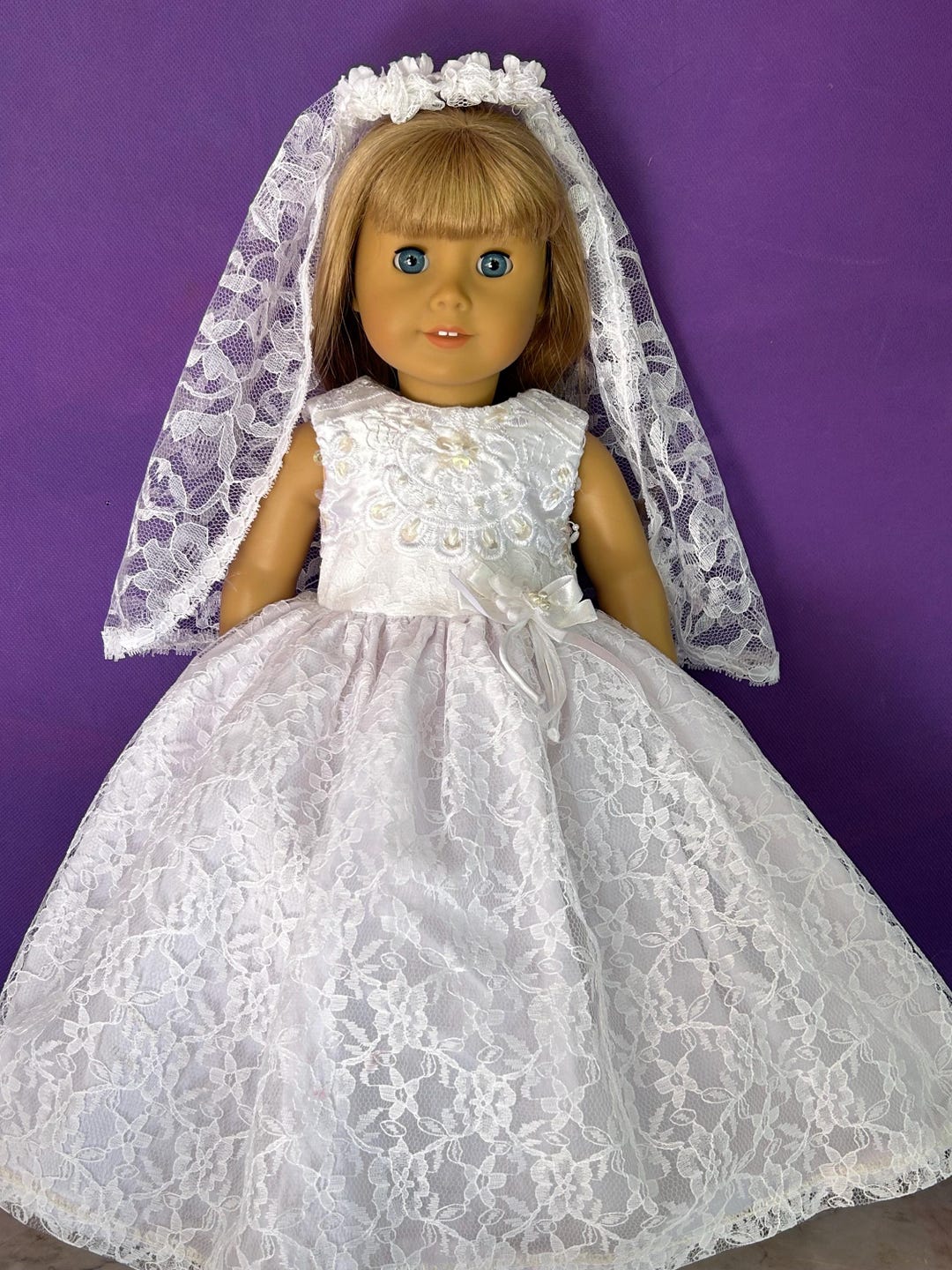 First Communion Dress and Veil - Handmade Clothes for 18'' Dolls - Etsy