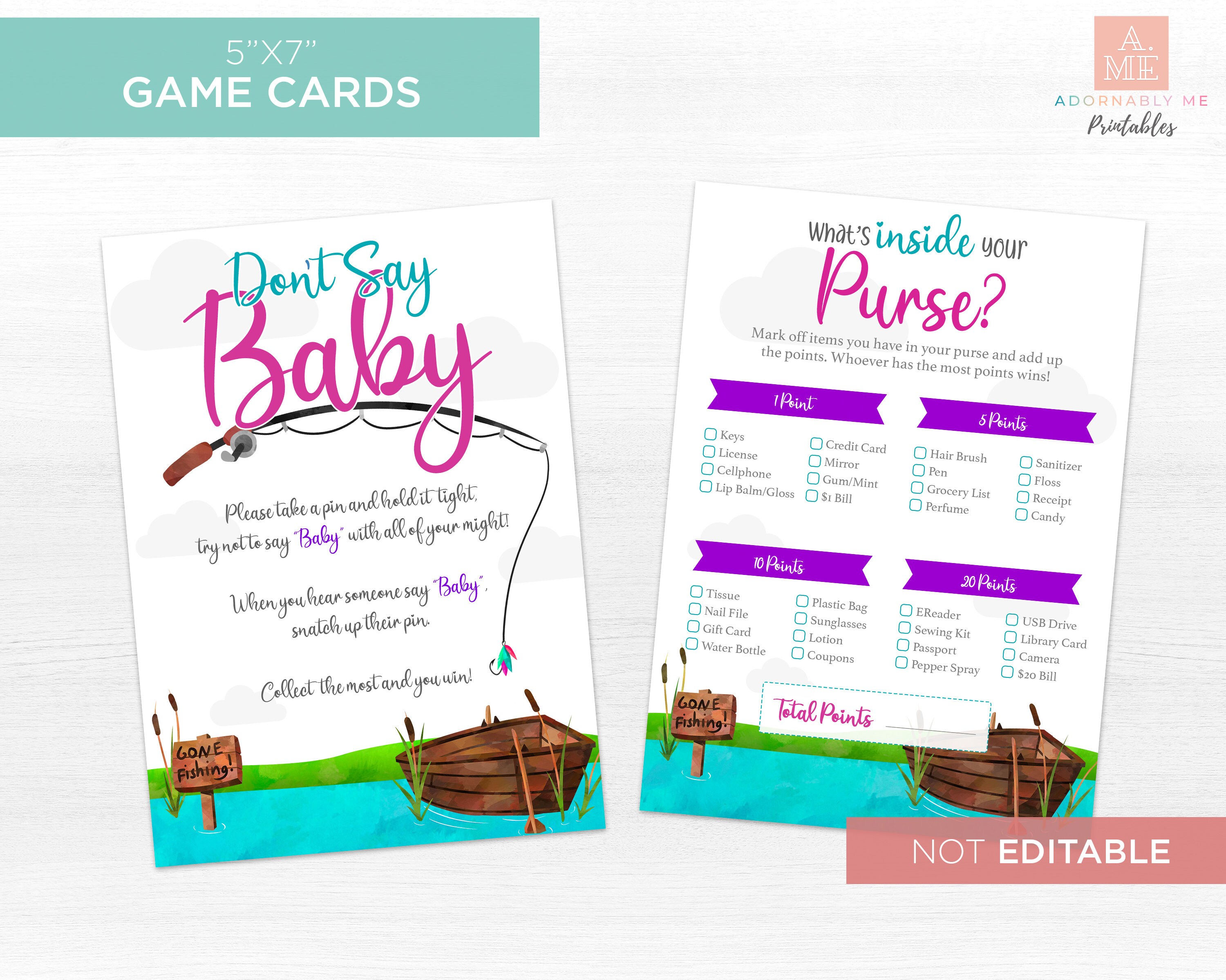 Girl Fishing Baby Shower Game Package Fishing Baby Game Baby Girl Baby ...
