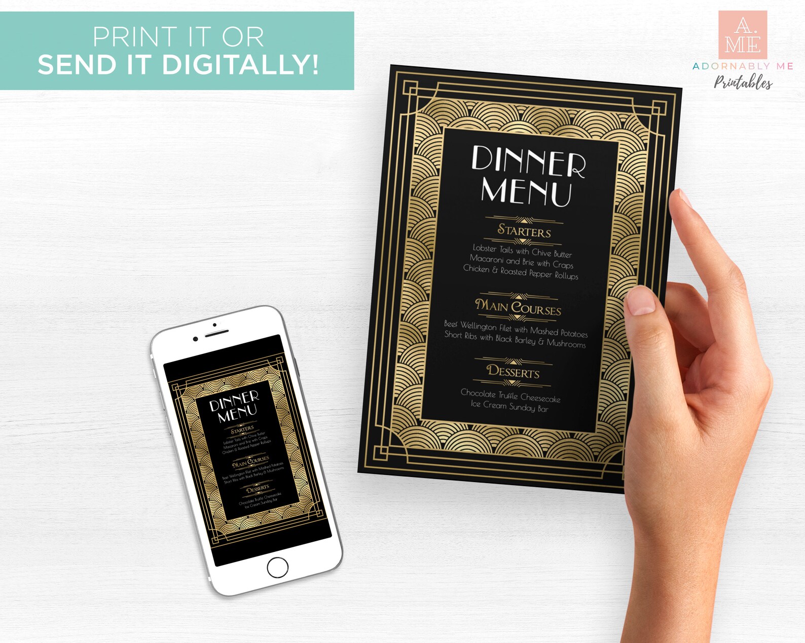 Roaring Twenties Dinner Menu Gatsby Menu Art Deco Menu - Etsy