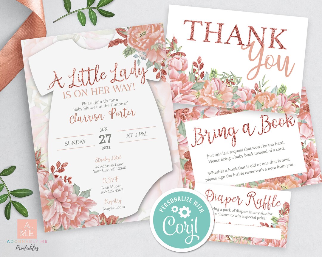 Floral Baby Shower Invite Body Suit Floral Baby Shower Invite, Blush ...