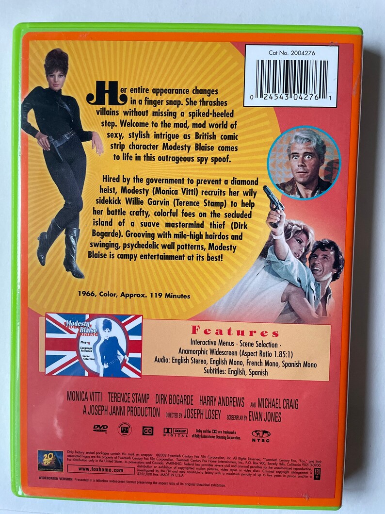 Vintage Comedy DVD: Modesty Blaise Starring Monica Vitti - Etsy
