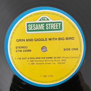 Children’s LP: Grin & Giggle With Big Bird, Sesame Street CTW22096 ...