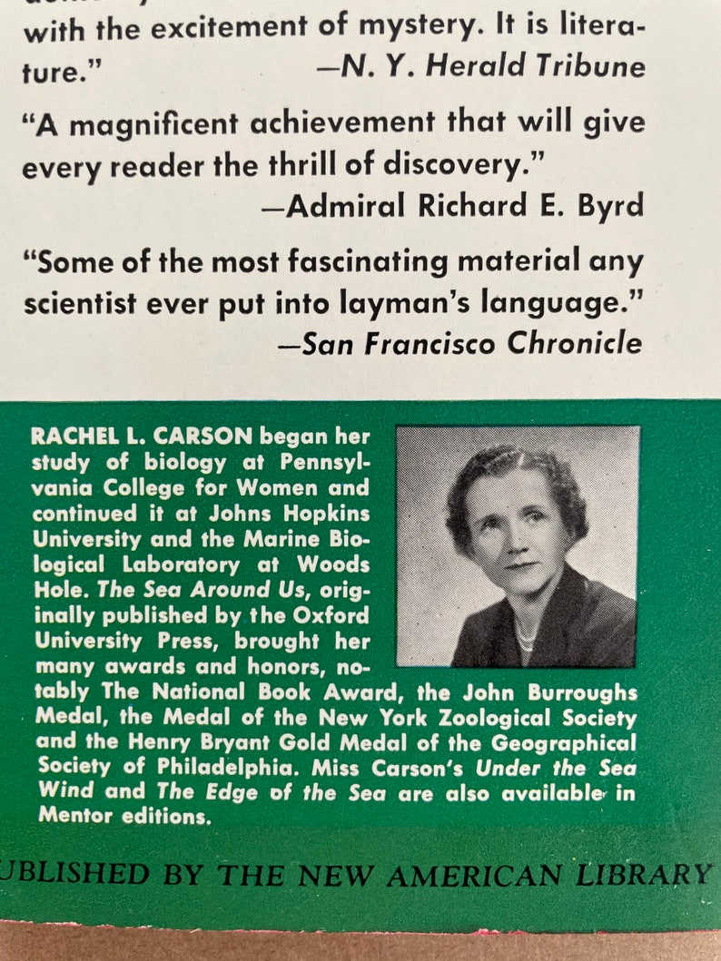 Vintage Science: the Sea Around Us by Rachel Carson, 7th Printing ...