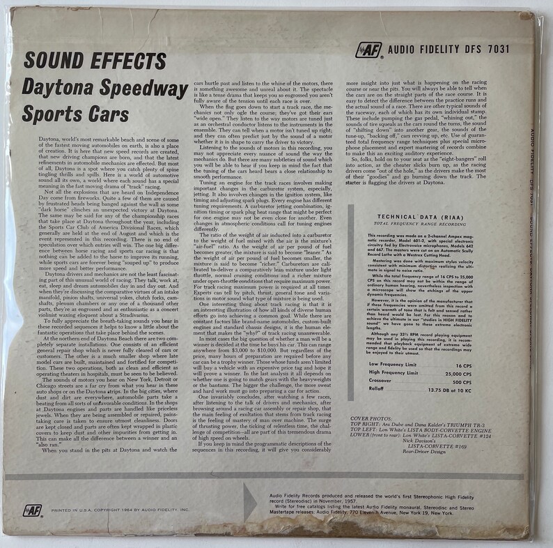 Vintage sound effects LP: Sound Effects Daytona Speedway, stereo, Audio ...