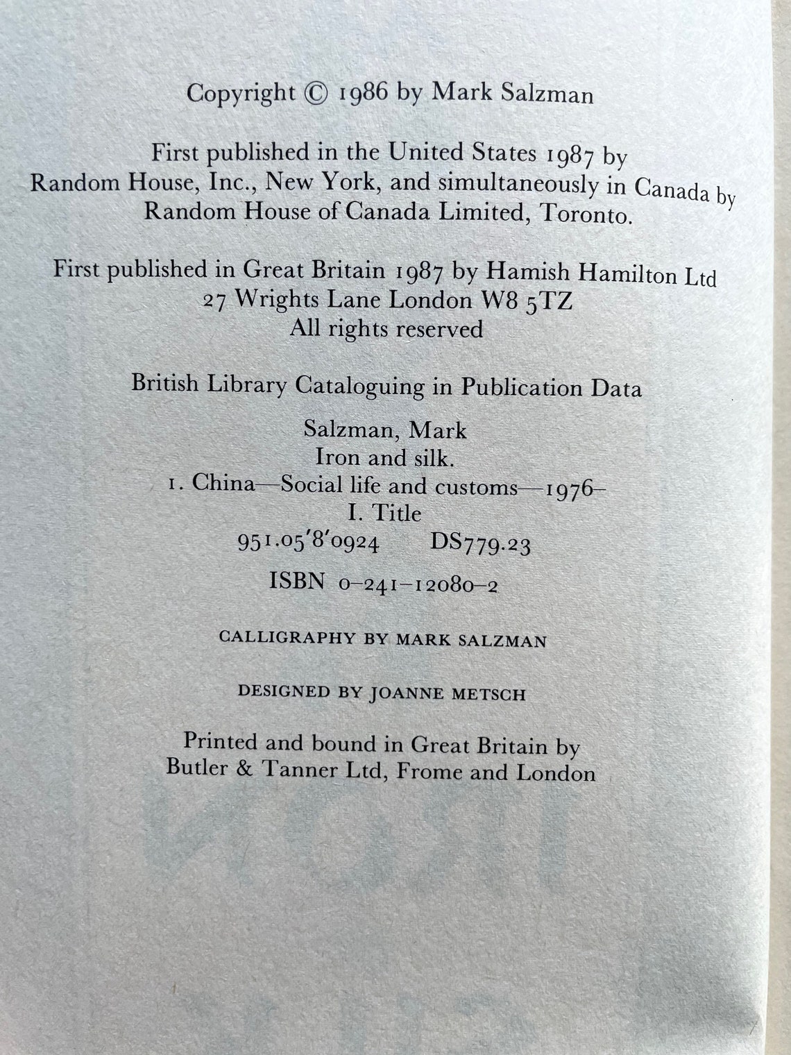 Vintage Biography: Iron and Silk by Mark Salzman, Import, Hammish ...
