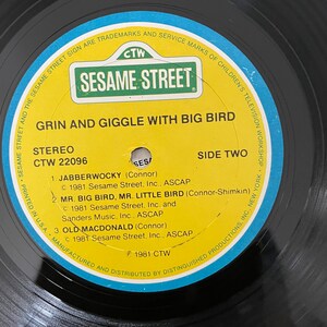 Children’s LP: Grin & Giggle With Big Bird, Sesame Street CTW22096 ...