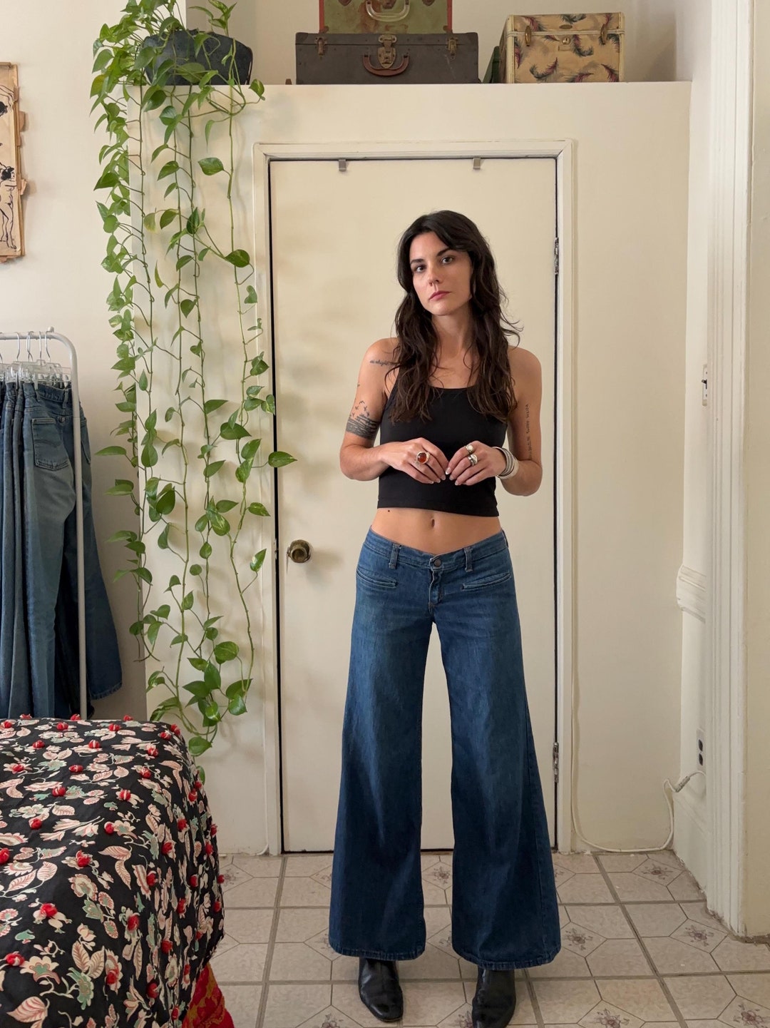 1970s Low Rise Wide Leg Hip Huggers - Etsy