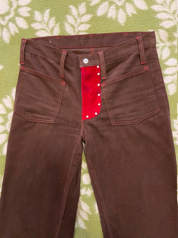 1970s mid rise two tone studded bell bottoms - Gem