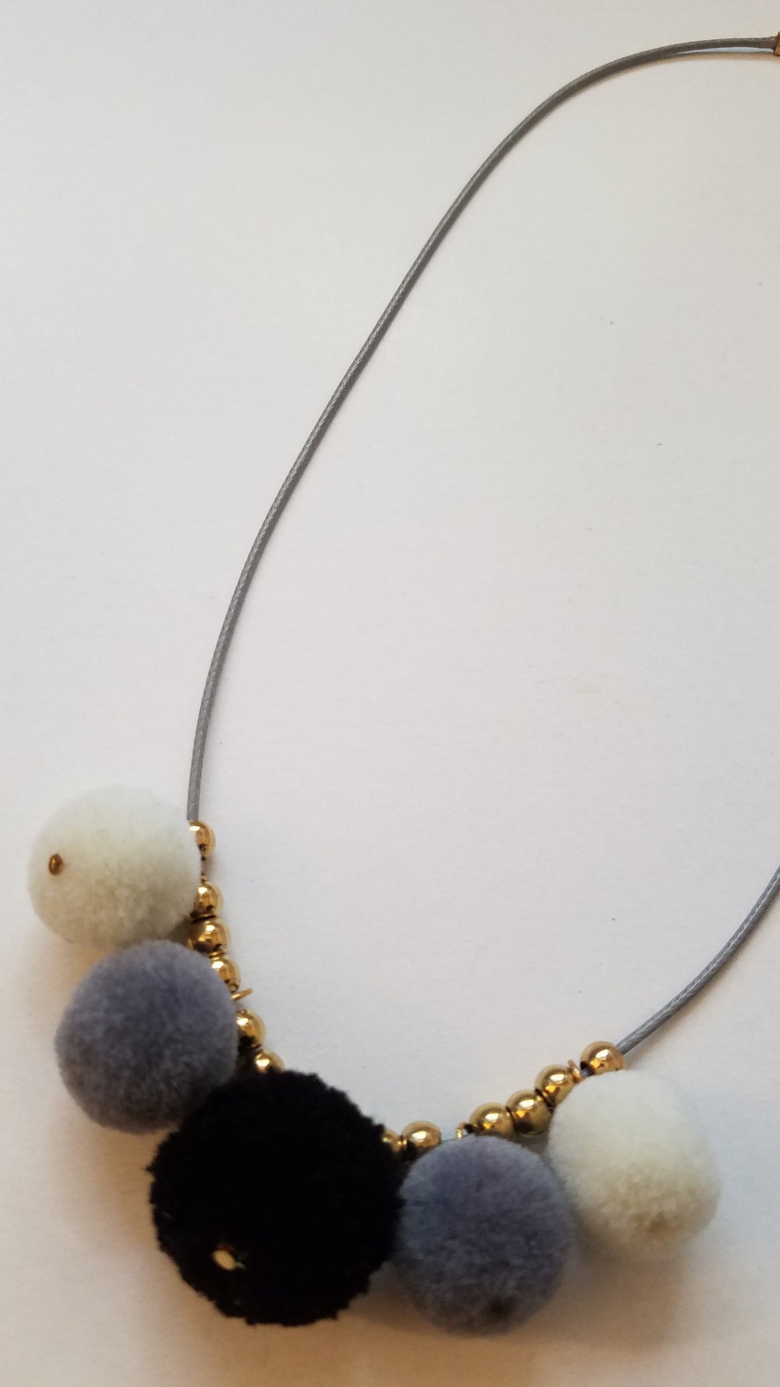 Grey Pom Pom Necklace / Soft and Fluffy Necklace / Pompom / Fun ...