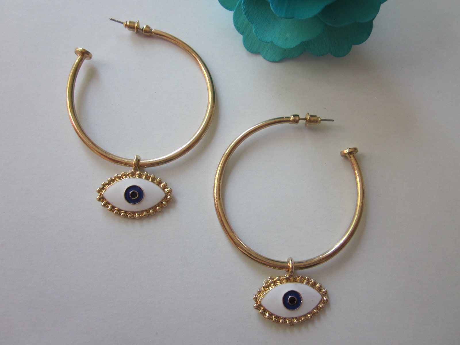 Evil Eye Earrings-/ Big Eye Earrings / Bohemian Earrings / Evil Eye ...