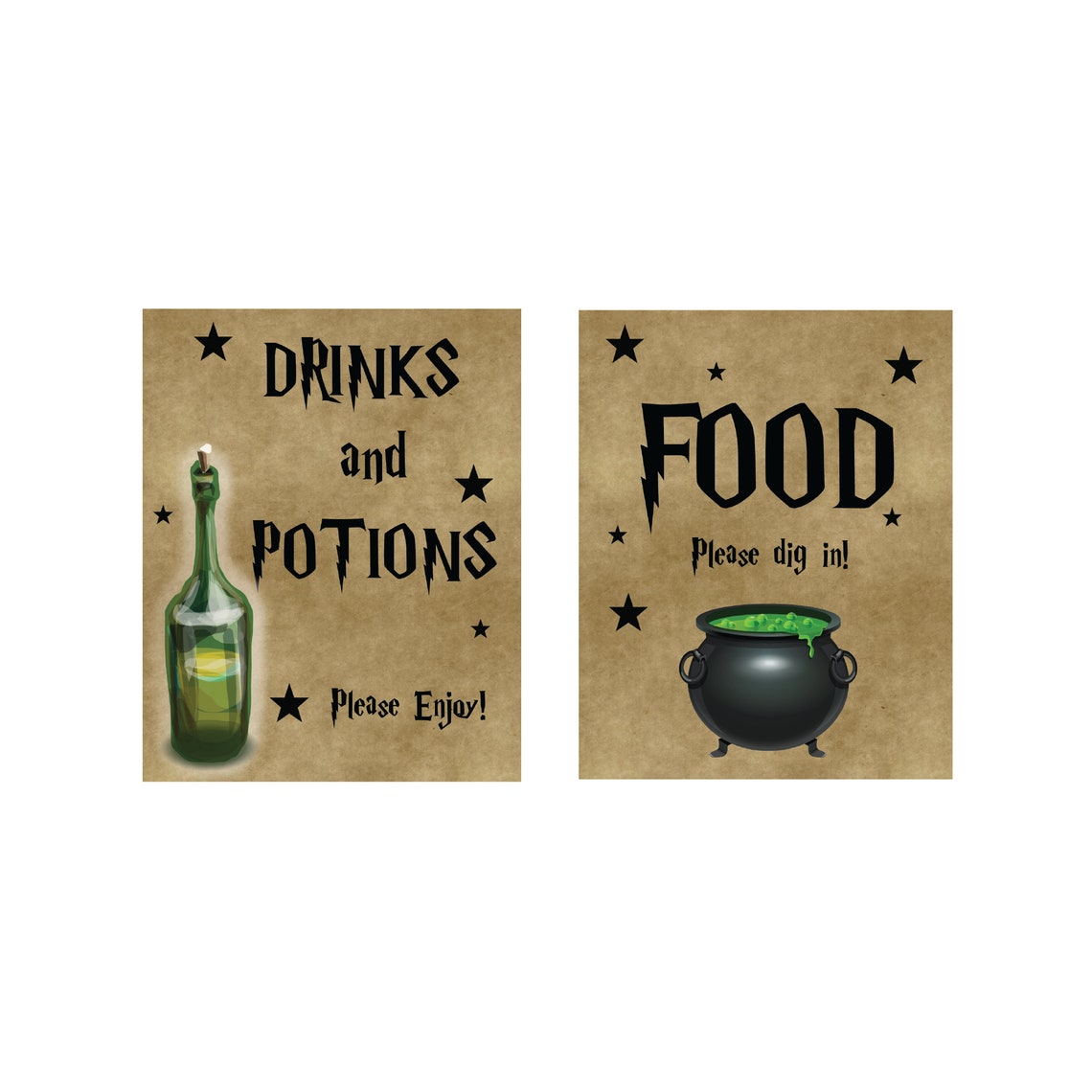 PRINTABLE Instant Download Wizard Party Signs Set, Wizard Party Custom ...