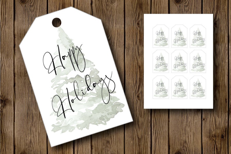 PRINTABLE Instant Download HAPPY HOLIDAYS Tag, Print Ready Christmas ...