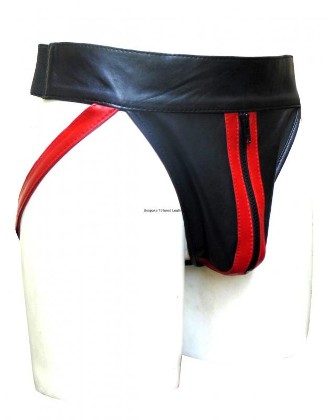 Men's Leather Jocks Jockstrap With RED Colour Strip Custom - Etsy UK
