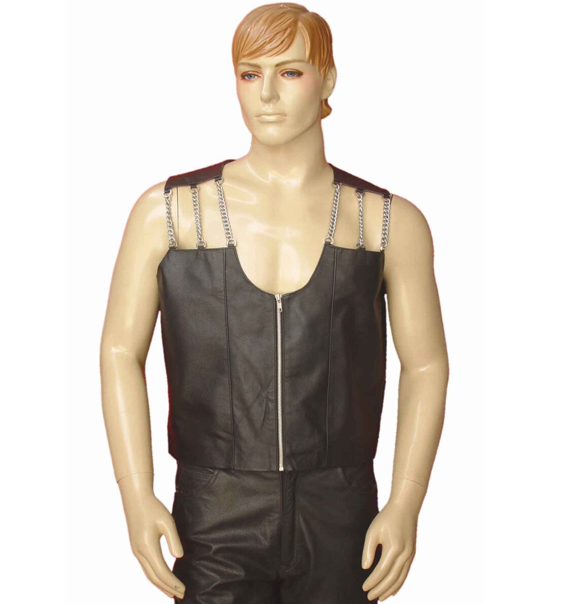 Real Leather Vest With Chain Work BVAN005 | Etsy