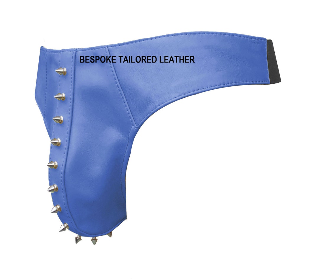 Men's BLUE Leather Jocks/thong With Metal Stud Custom Made to Order ...