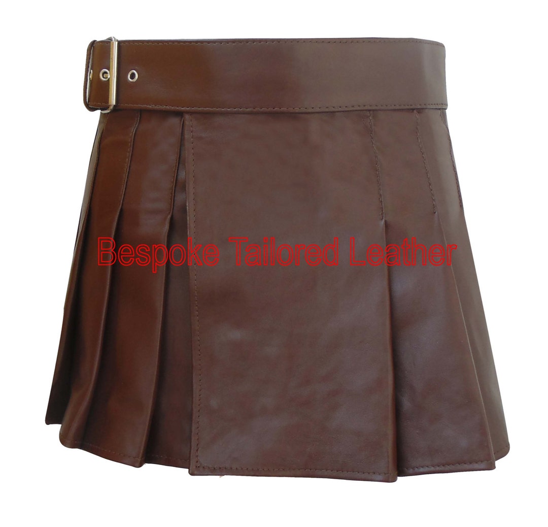 Men's Brown Leather Kilt Utility Highland in Viking Style Kilt - Etsy