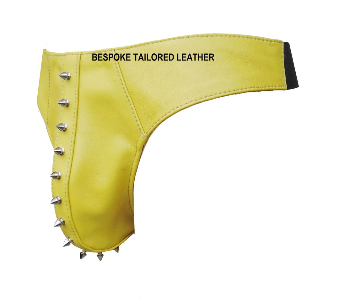YELLOW Leather Jocks/thong With Metal Stud Custom Made to Order BTLN005 ...