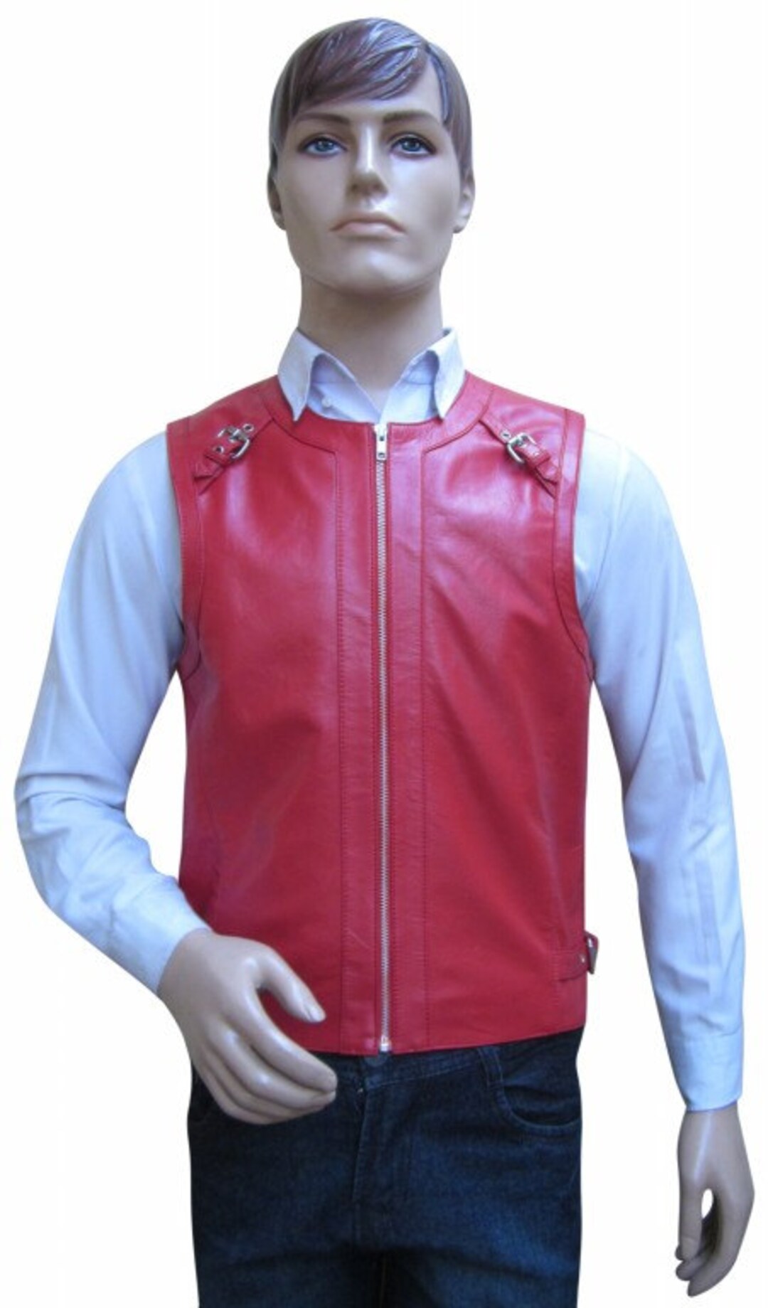 Leather Vest With Shoulder Strap With Buckle BVA001 - Etsy