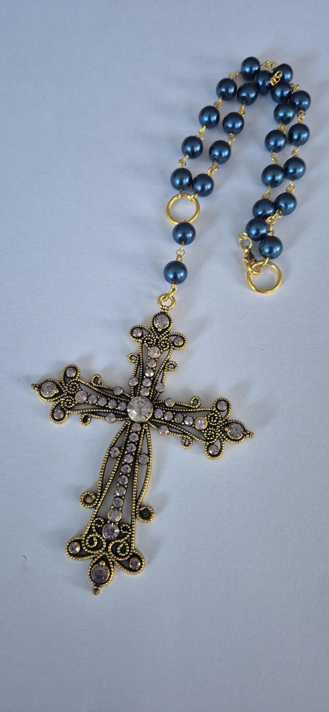 Large Antique Gold Cross Rear View Mirror Charm Overall Length 30 Cm - Etsy