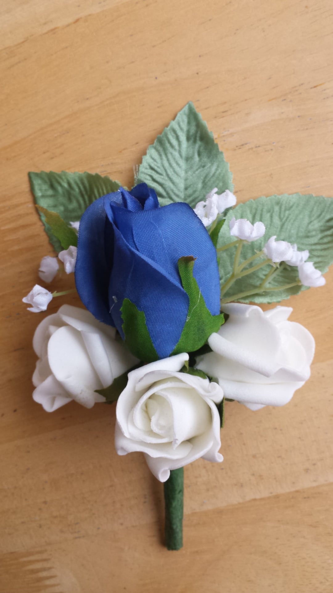 Silk Rose Wedding Buttonhole, Blue Wedding Flowers, Groom Flowers, Blue ...