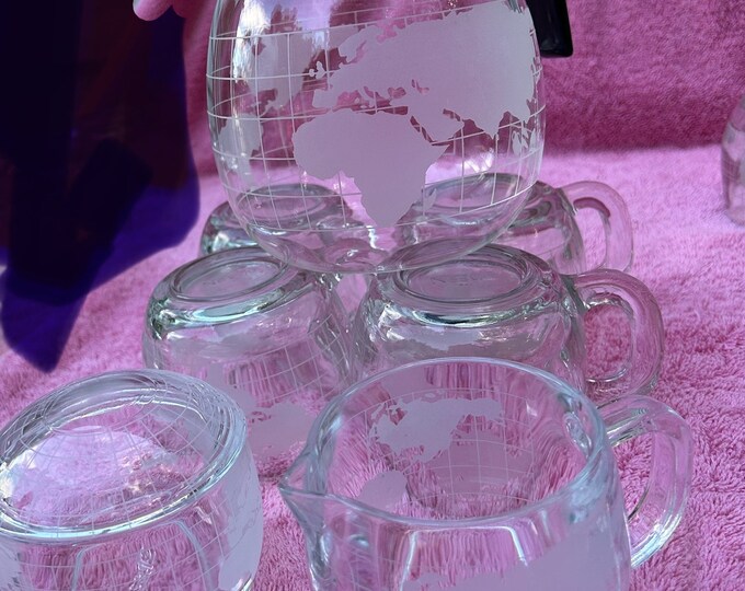 Nestle Nescafe World Globe Coffee Carafe, Sugar W Lid, Creamer and 4 ...