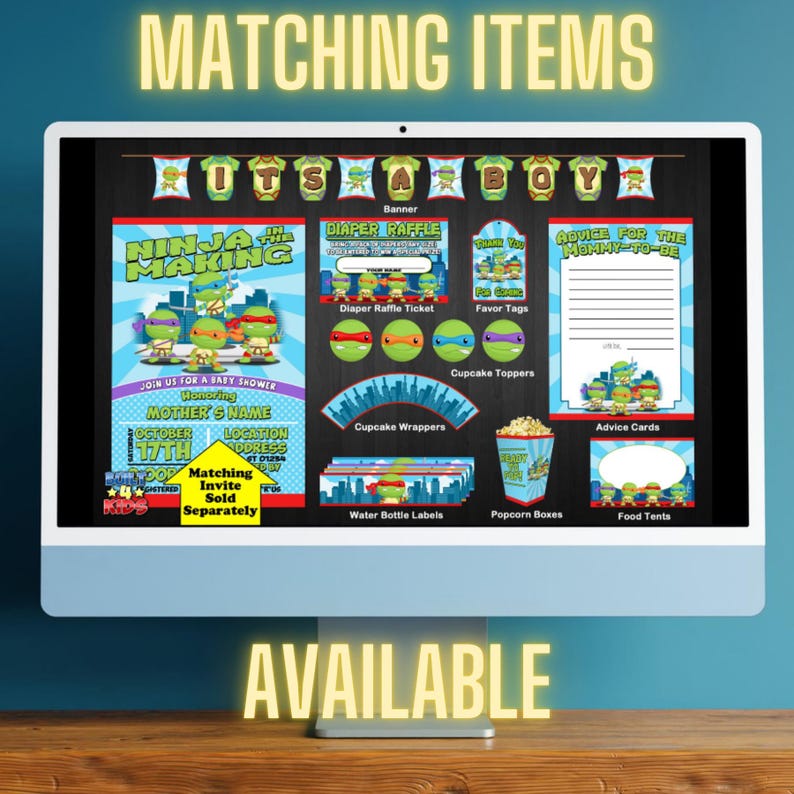 Baby Ninja Turtle Baby Shower Invitation / Digital/ - Etsy